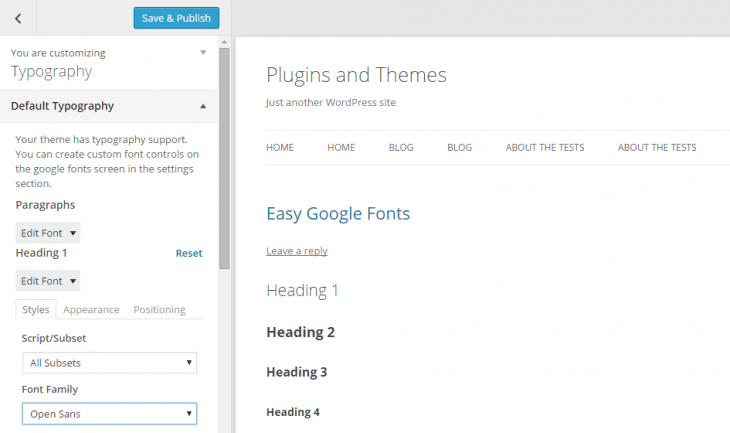 Easy Google Fonts: Simple WordPress Font Customization