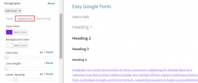 Easy Google Fonts: Simple WordPress Font Customization